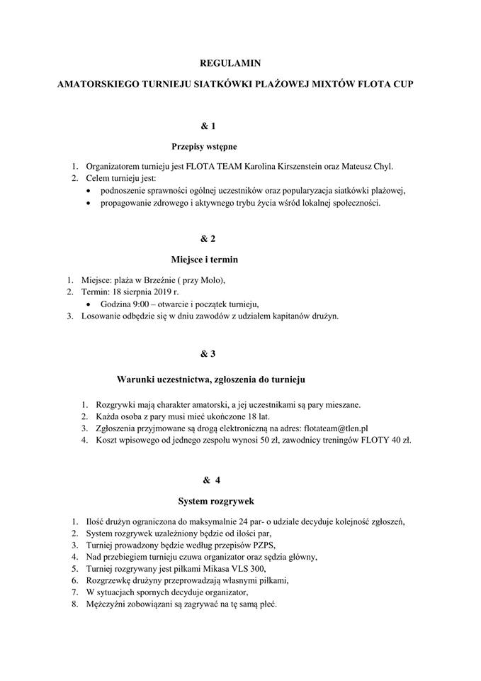 Amatorski Turniej Mixtów Flota Cup 2019 - turnieje plażówki Gdańsk ...